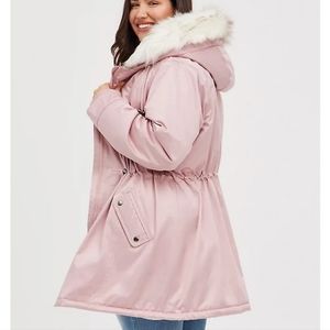 torrid | Jackets & Coats | New Torrid Light Pink Faux Fur Trimmed Parka ...